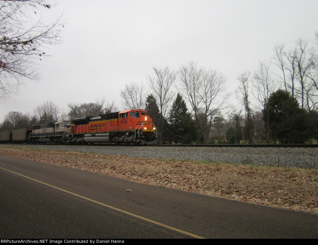 BNSF 8766 leads this coal train